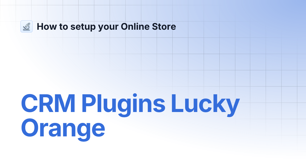 CRM Plugins Lucky Orange | How to setup your Online Store
